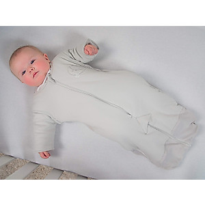 Baby Brezza 3-in-1 Baby Sleepsuit - Unique Swaddle Transition Sleepsuit - Breathable with Mesh Panels - Converts Between Sleepsuit, Wearable Blanket & Sleep Vest, 3-6 Months, Grey