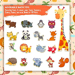 Rose Rubi Animal Bath Toys for Kids, Non-Toxic Foam Baby Bath Toys for Infants 6-12 Months, 18 Pcs Premium Educational Floating Water Toys