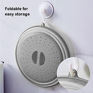 Tourvee Microwave Lid,Foldable Microwave oven Cover for Food, Safe and Free of BPA Plastic and Silicone, Multi-purpose Kitchen Tool splash cover. Can be washed with Water or Dishwasher. (Gray)