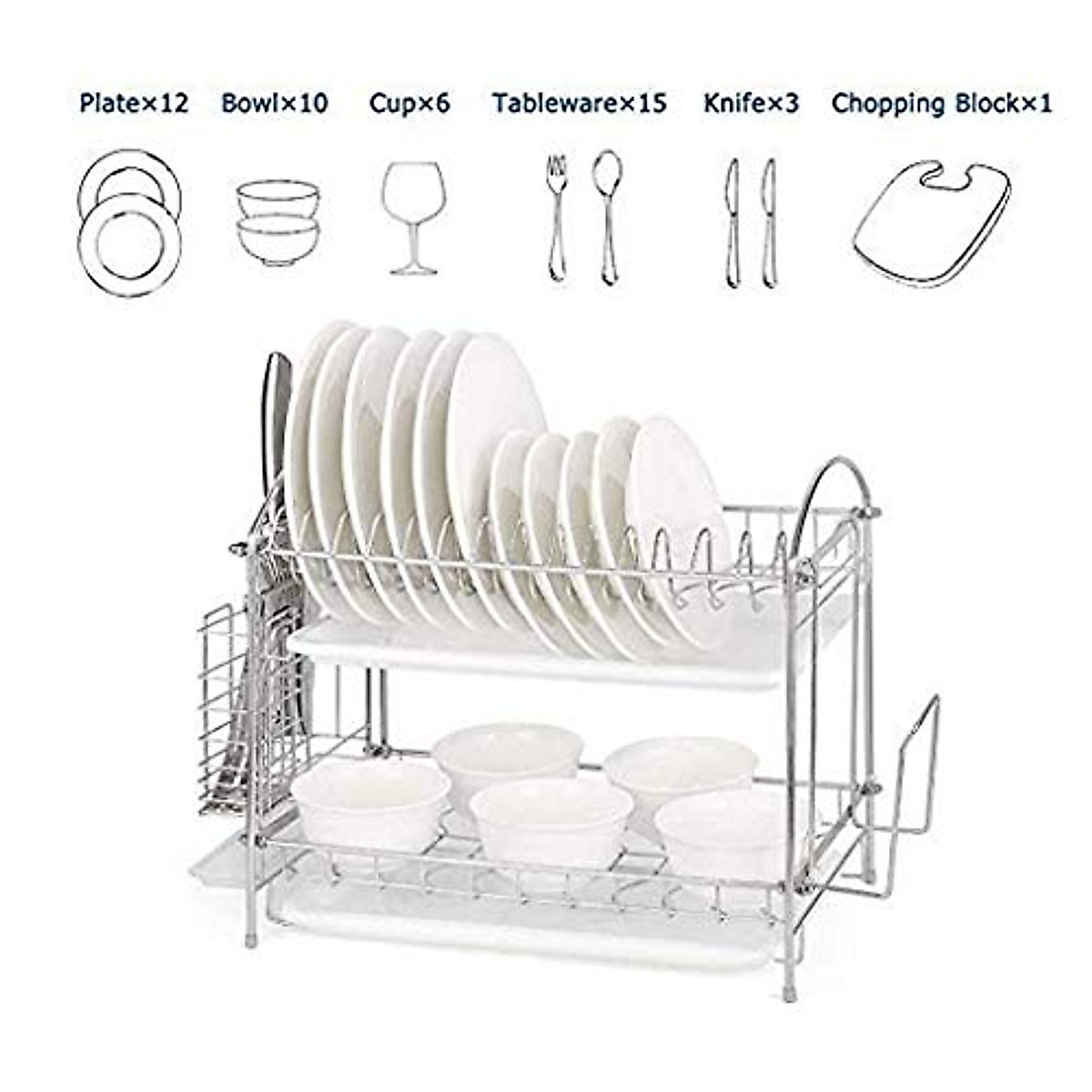 SDGH Stainless Steel Dish Rack - Double-Layer Multi-Function Dish Rack Drain Rack