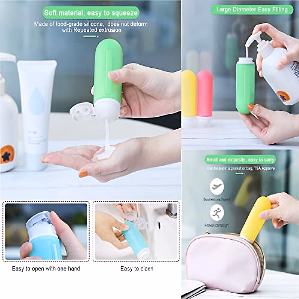 KHLZ Travel Bottles for Toiletries, Travel Size Containers BPA Free Leak Proof Travel Tubs Tsa Approved, Travel Accessories for Shampoo Conditioner Lotion (3oz, 3 Pack)