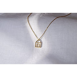 VIROMY Delicate Gold House Pendant Necklace for Women 14K Gold Filled Dainty House Charm Necklace Minimalist Everyday Jewelry for Women