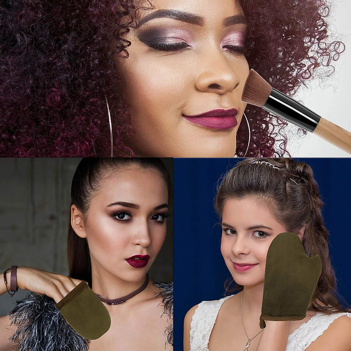 5 Piece Self Tanning Mitt Applicator Set with Self Tan Glove Tanning Back Lotion Applicator Tanning Brush Tan Face Mitt Exfoliating Glove, for Self Sunless Tanning Tan (bronze)