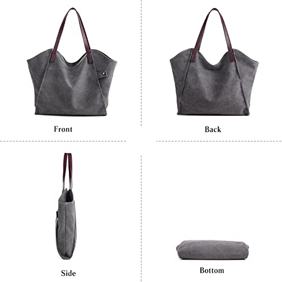 PORRASSO Women's Handbag Canvas Tote Large Shoulder Bag Ladies Top-Handle Bags Hobo Bag for Shopping Travel Work Daily Use Off White