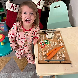 Custom Wooden Christmas Cookies and Milk for Santa Tray, Christmas Eve Treats Serving Board Platter for Reindeer, Kids Gift Snacks Bamboo Color Printed Plate mat for Santa