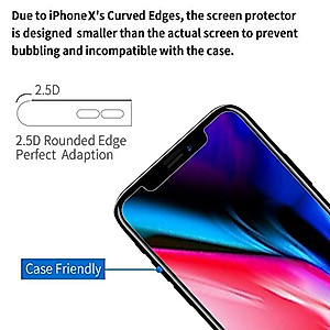 iPhone X Screen Protector, TANTEK Tempered Glass/Case Friendly Screen Protector for Apple iPhone X / 10 (2017) (3-Pack)