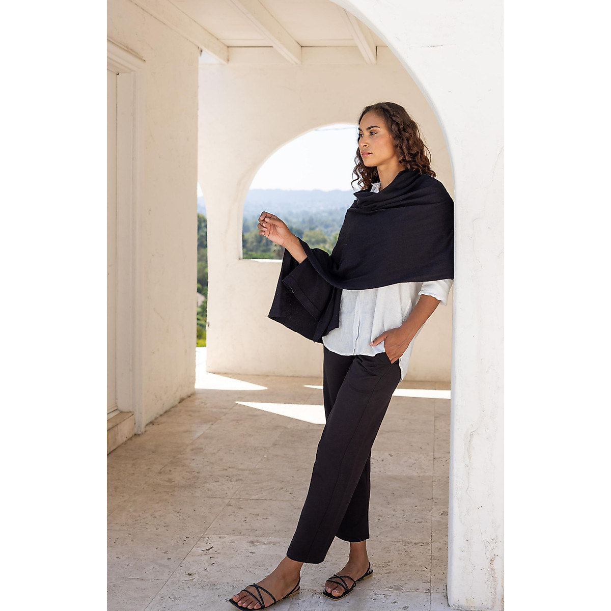 zestt Dreamsoft Travel Scarf, Wrap and Shawl, Organic Cotton, Black