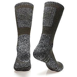 MIRMARU M202-Medium-Men's 5 Pairs Multi Performance Outdoor Sports Hiking Trekking Crew Socks (2Black,2Olive,1Char)