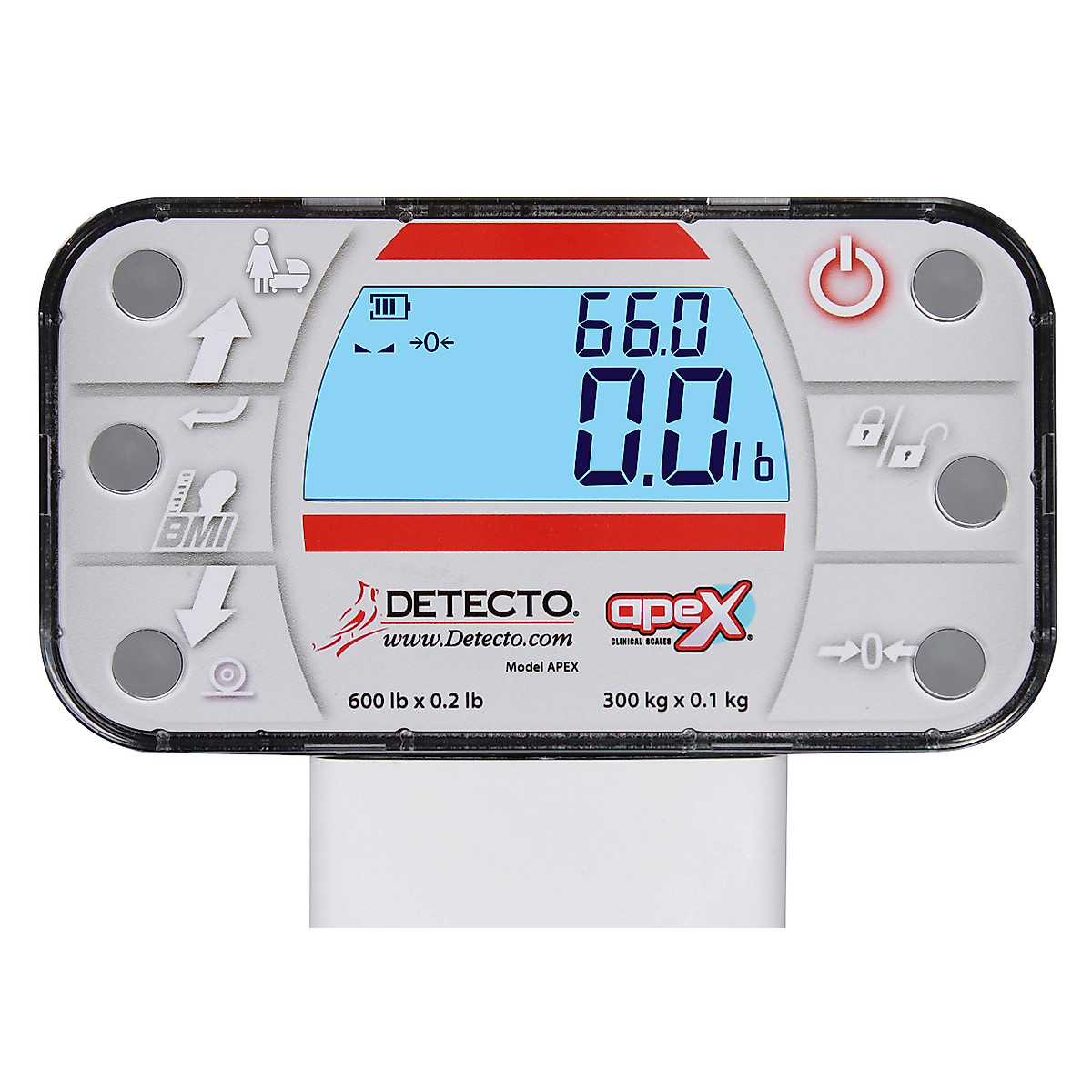 Detecto APEX-C-AC Digital Physician Scale with Height Rod, AC Adapter, WiFi, Bluetooth 600 lb x 0.2 lb, 24" to 87.5"