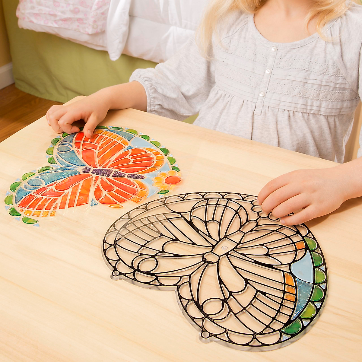 Melissa & Doug Stained Glass Made Easy Activity Kit: Butterfly - 140+ Stickers - Kids Sticker Stained Glass Craft Kit; Sun Catchers For Kids Ages 5+