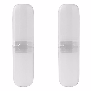 Travel Toothbrush Case Box, Plastic Portable Toothbrush Holder, Capsule Oran Denture Care Container, Denture Brush Case Toothpaste Storage Box for Travel Camping Business（2 Pcs, Transparent White ）