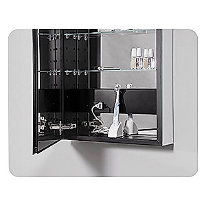 Robern PLM2040GRE Polished Edge, Classic Gray Interior, Electric ̶ Right Hinge PL Series 20" x 40" Flat Top Cabinet