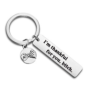 Lywjyb Birdgot Best Friend Gift Funny Friends Keychain I'm Thankful For You Bitch Friendship Keychain Gift (Thankful For You Bitch)