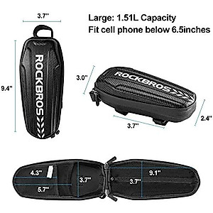 ROCKBROS Top Tube Bike Bag Bike Front Frame Bag EVA Bicycle Bag Bike Accessories Pouch Storage Pack Water Resistant Bike Phone Bag Below 6.2"/6.5" for Mountain Road Bike