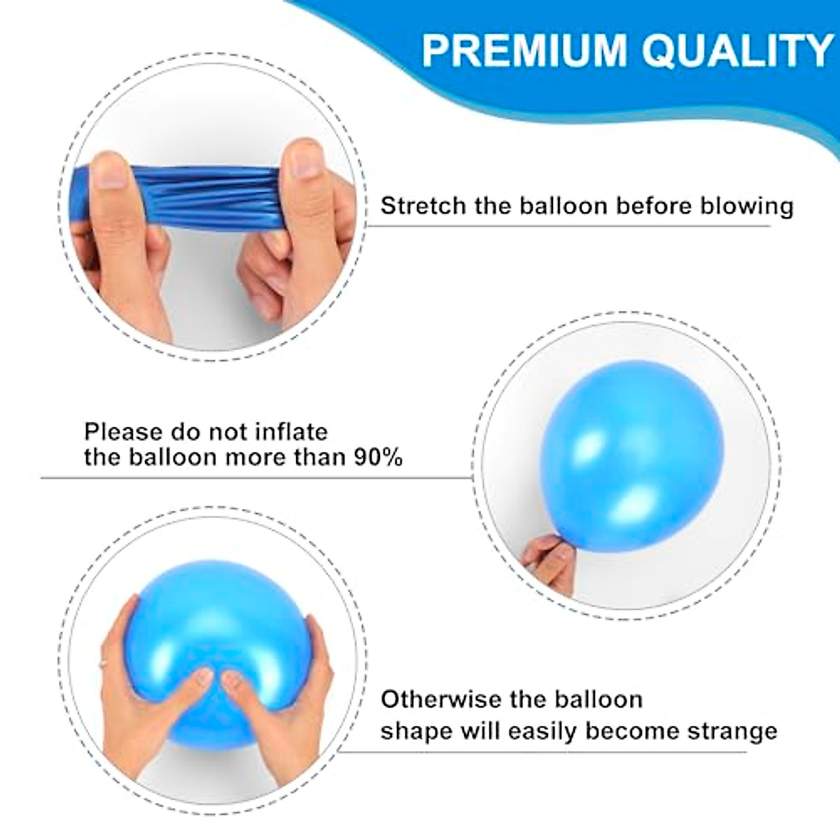 RUBFAC 100pcs 12 Inches Royal Blue Balloons, Royal Blue Confetti Balloons Light Blue Baby Blue and White Balloons for Boys Birthday Baby Shower Wedding Party Decoration
