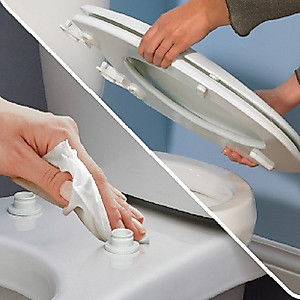 Mayfair Shell Sculptured Molded Wood Toilet Seat Featuring Easy Clean & Change Hinges and STA-TITE Seat Fastening System, Round, White, 22ECA 000