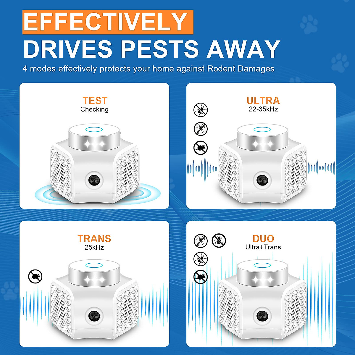 Mouse Repellent Ultrasonic Pest Repeller Plug in Humane Repeller 4 in 1 with Ultrasounds 9 Strobe Lights Rodent Repellent Indoor Mice Rat Deterrent Wide Range for House Attic Garage RV