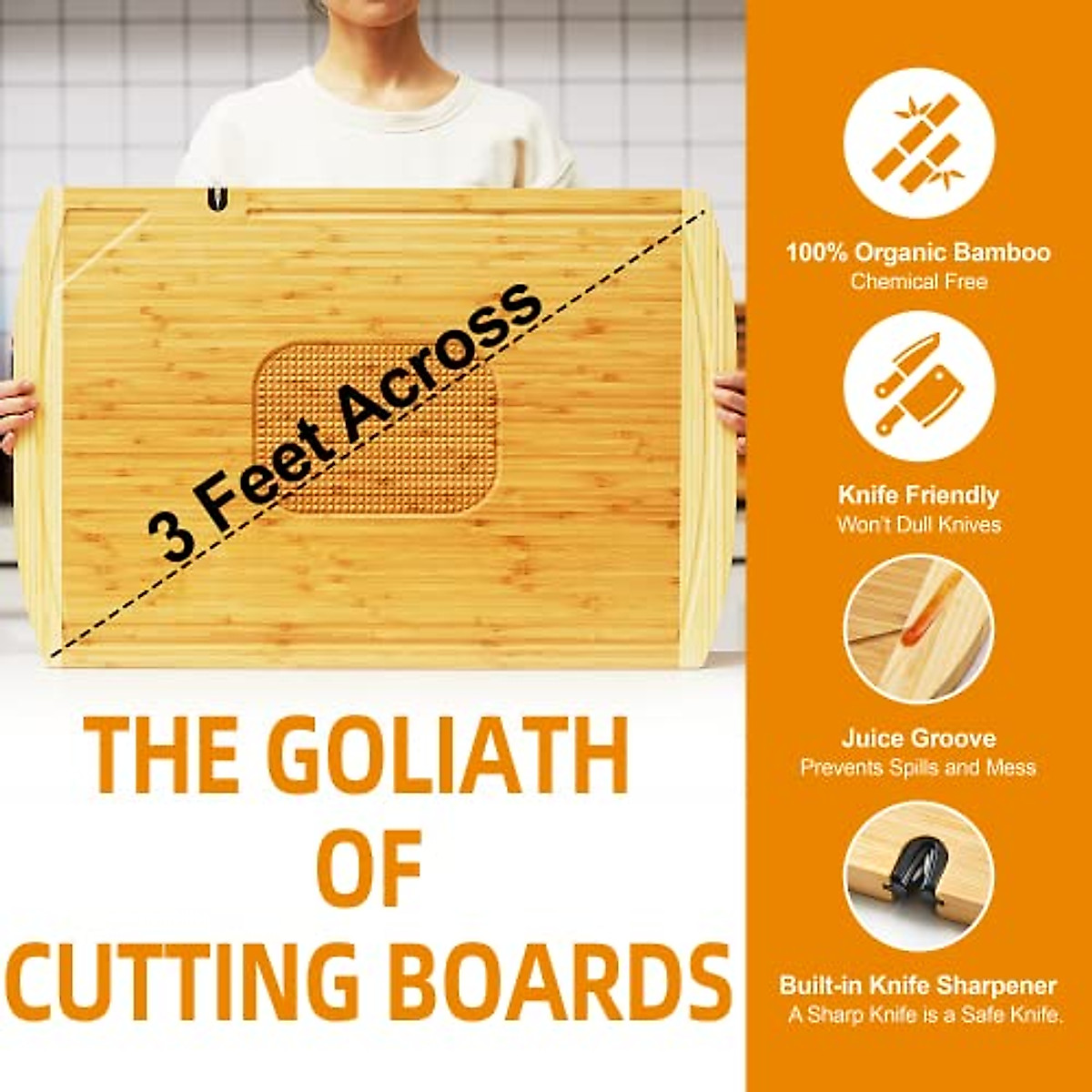 30x20 Bamboo Extra Large Cutting Board- Use as a Charcuterie Board, Butcher Block, Over Sink, Brisket, Rv Stove Top Cover, Noodle Board Stove Cover, Meat Cutting Board