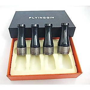 FLYINGQIN 4 Sizes Cigar Nozzle Holder Pure Copper Resin Sculpture Pattern Cigar Pipe Set Bright Silver Gold Vintage Silver (Vintage Silver)