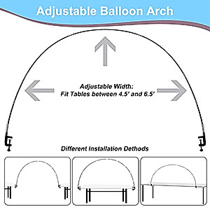 RUBFAC Table Balloon Arch Kit with 100pcs Rainbow Balloons, 12ft Ballon Stand Frame for Different Size, Tables Balloon Arch Stand for Wedding Baby Shower and Birthday Party
