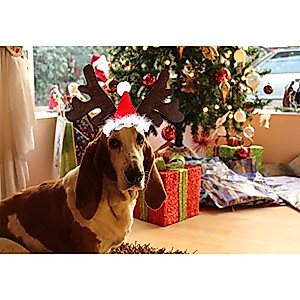 Christmas Pet Headwear Xmas Hair Loop Brown Reindeer Antlers Headband Christmas Pet Costume Hair Accessory for Dogs Cats Pets