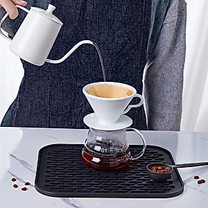 Necery Drying Mat For Pour Over Coffee Maker Set Bar Service Spill Mat Heat Resistant Silicon Mats Counter Top Dryer Pad Food Grade Glassware Drainer Black