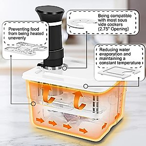 Sous Vide Container with Lid and Rack Sous Vide Containers Sous Vide Pot 12.6 Quart Slow Cooker Container Cooking Container Compatible with Most Sous Vide Cookers