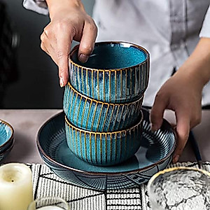 Porcelain Dinner Set Ceramics Dinner Sets Ceramics Dinner Sets, Bowl/Spoon/Plate Light American Style Starlight Series Dinnerware Set 28 Pieces - Family Party and Kitchen Restaurant