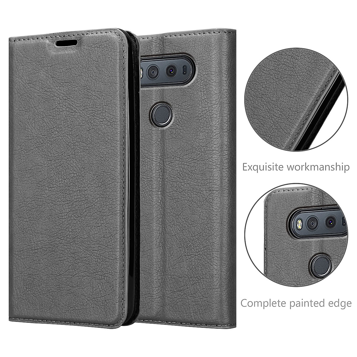 Cadorabo Book Case Compatible with LG V20 in Titanium Grey - with Magnetic Closure, Stand Function and Card Slot - Wallet Etui Cover Pouch PU Leather Flip
