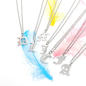 Elefezar Old English Initial Pendant Necklace Letter L Womens Gifts