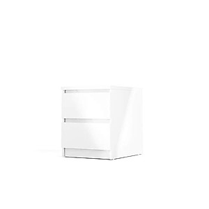 Home Square 3PC Set with 1 Nightstand 1 Chest and 1 Double Dresser in White Gloss