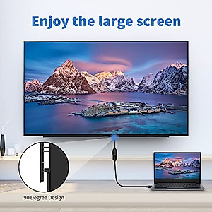 Poyiccot Right Angle Displayport 1.4 Cable, 90 Degree Displayport Extension Cable (8K/60Hz, 4k/144Hz), Short Displayport Male to Female DP 1.4 Cable Cord, Display Port 32.4Gbps for PC, Laptop, 15cm