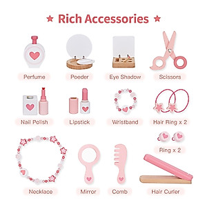 OOOK Kids Vanity Set, Girls Makeup Vanity Table and Chair Set, Premium Toddler Vanity Set with Detachable Tri-fold Mirror, Stool and Large Storage Drawer.