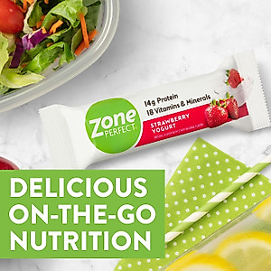 ZonePerfect Protein Bars | 14g Protein | 18 Vitamins & Minerals | Nutritious Snack Bar | Strawberry Yogurt | 20 Bars, 10 Count (Pack of 2)