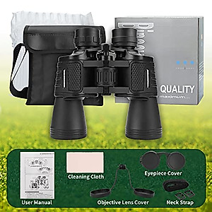 NOBLEDUCHESS 20x50 High Power Binoculars for Adults with Low Light Night Vision, Compact Waterproof Binoculars for Bird Watching Hunting Travel Football Games Stargazing with Carrying Case and Strap