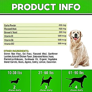Flea and Tick Prevention for Dogs Chewables - Made in USA - Natural Flea and Tick Supplement for Chews - Oral Flea Pills - No Mess | No Collars - All Breeds and Ages - Tasty Soft Tablets