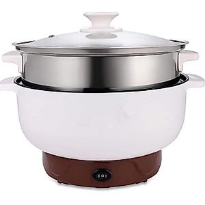 4-In-1 Multifunction Electric Stainless Steel Non-Stick Hot Pot Cooker 2.3L Portable Skillet Grill Pot Heating Pan for Noodles Cook Rice Soup