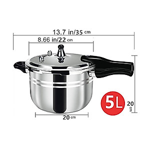 DSFHKUYB Stainless Steel Pressure Cooker, Suitable on All hob Types Including Induction, Stainless Steel, Diameter: 16 cm,5L