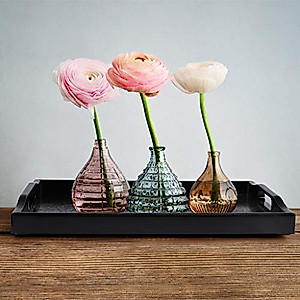 MDLUU Plastic Serving Tray, Ottoman Tray with Cutout Handles, Rectangle Butler Tray for Breakfast in Bed, Coffee Table Decor, Party (Black)