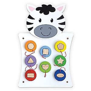 SPARK & WOW Zebra Activity Wall Panel - Toddler Activity Center - Wall-Mounted Toy for Kids Aged 18M+ - Decor for Bedrooms and Play Areas