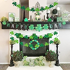 Shamrock Clover Felt Banner Garland Pack of 5, St Patricks Day Decorations-Assembled-Irish Lucky Day saint patricks day decor