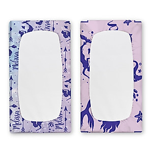 Custom Baby Changing Pad Covers - Mermaids Designs with Personalized Name - 2 Pack Jersey Knit Ultra Soft Diaper Changing Table Cover Set for Girls Gift Color02