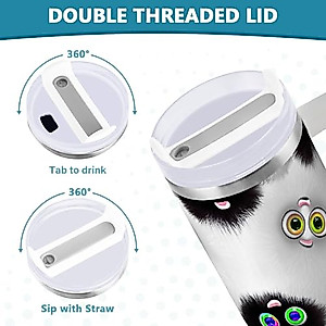 RPLIFE Cute Fun Vivid Black White Creatures 40 Oz Tumbler with Handle, 30 Oz Tumbler with Handle, Travel Coffee Tumbler