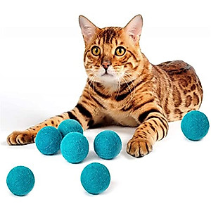 MEOWFIA Wool Ball Toys - 6-Pack of Safe for Cats and Small Dogs Balls - 1.5 Inch Felted Wool Cat Toy and Dog Toy - Perfect with Cat Cave - Silent - Mini Tennis Balls - 6-Pack