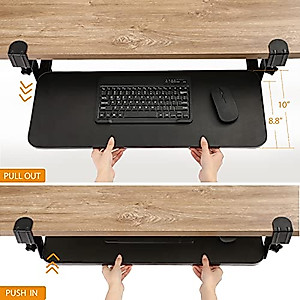 ERGOMOER Large Keyboard Tray Under Desk, C-clamp Mount System, Slide-Out Computer Keyboard Tray Fits Full Size Keyboard and Mouse for Computer Desk Office Desk and Standing Desk