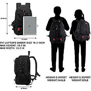 INSAVANT Travel Backpack for Mens 18.3 Inch with Laptop Sleeve and Shoe Compartment, Computer Backpacks with USB Charging Port, Durable Hiking Work Business Daypack for Women