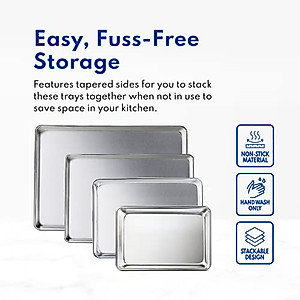 New Star Foodservice 537232 Commercial-Grade 18-Gauge Aluminum Sheet Pan/Bun Pan, 13" L x 18" W x 1" H (Half Size) | Measure Oven (Recommended)