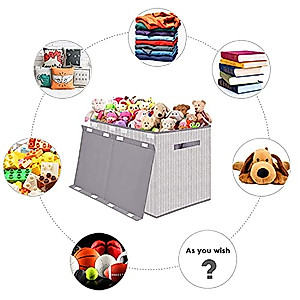 VERONLY Kids Toy Box Chest Storage with Lid Set of 2 - Collapsible Sturdy Toys Boxes Organizer Bins with Handles for Nursery,Playroom,Closet Home Organization