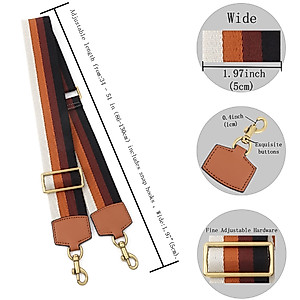 HUADEK Purse Strap Replacement Crossbody Handbag Stripe Wide Adjustable (shoulder strap Brown Leather Head（P-5）)
