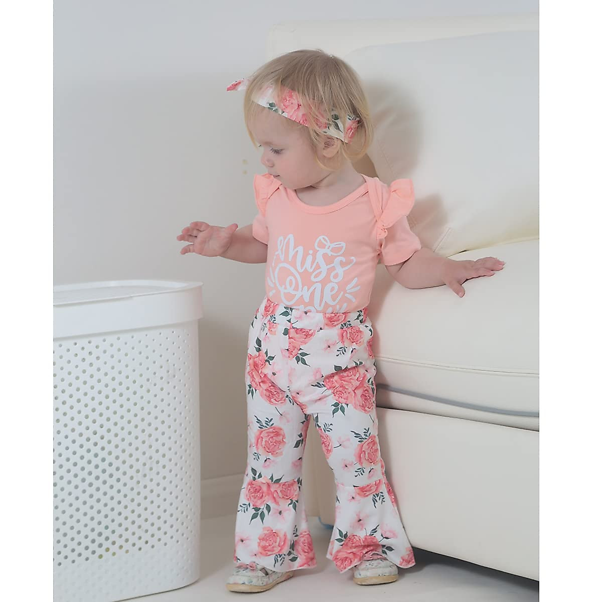 Baby Girl Miss Onederful 1st Birthday Outfit Infant First Birthday Outfit (Pink,6-12 Months)